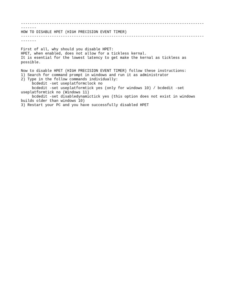 How To Disable Hpet | PDF