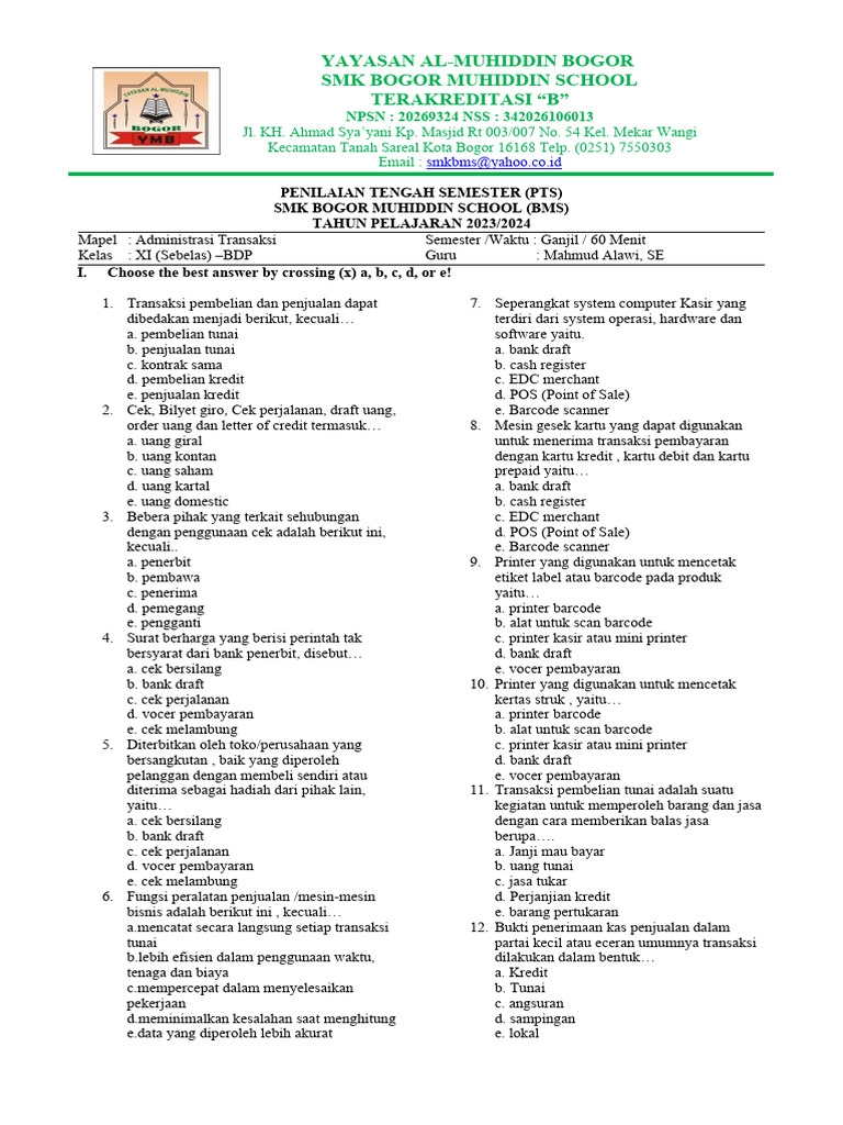 Soal Pts Adt 11 2023 New Fix | PDF