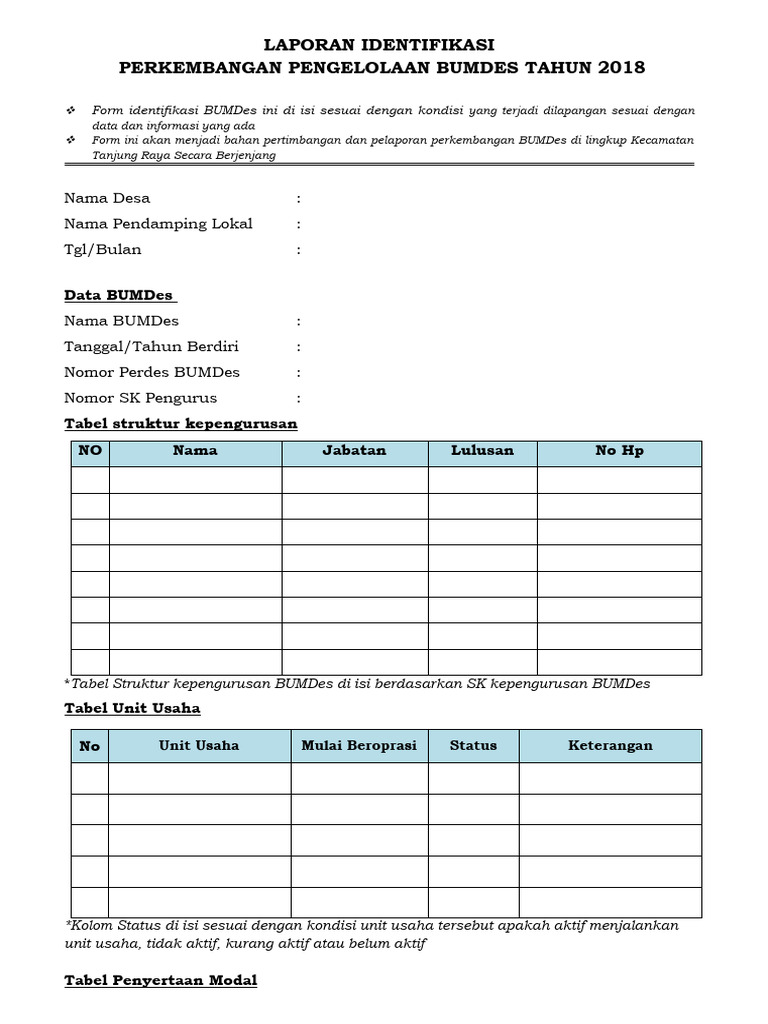 LAPORAN IDENTIFIKASI BUMDes | PDF
