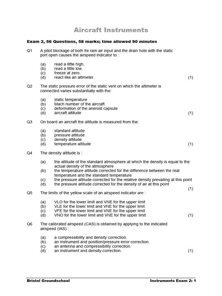 Instruments Exam 2 | PDF | Thermocouple | Airspeed