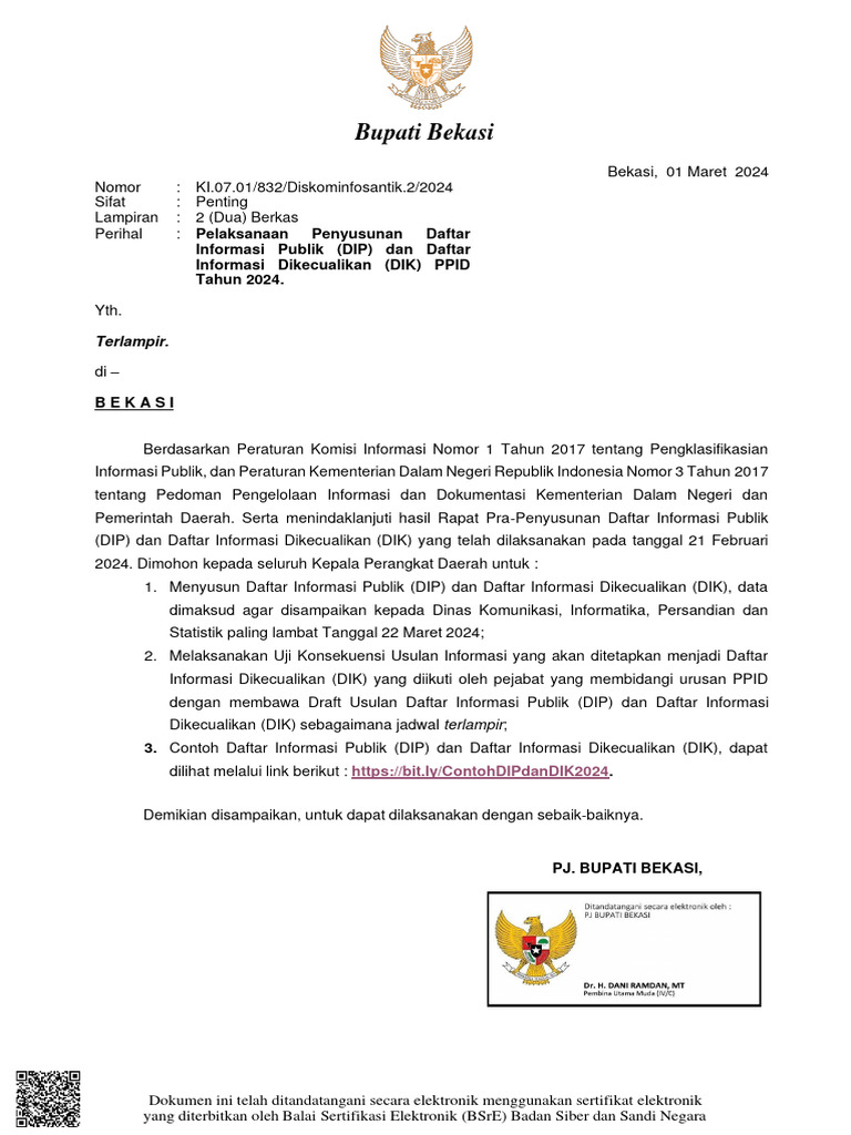 Penyusunan DIP dan DIK Bekasi 2024 | PDF