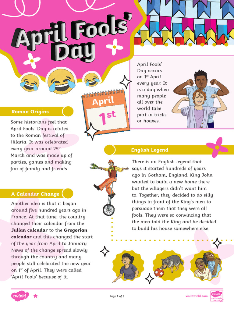 t2 T 16419 April Fools Day ks2 Differentiated Reading Comprehension ...
