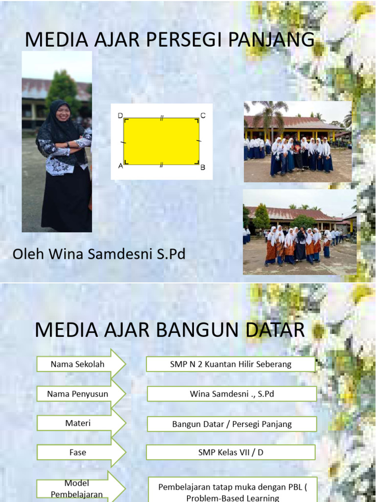 Media Ajar Persegi Panjang PPT Wina Pertemuan 1 Dan 2 | PDF
