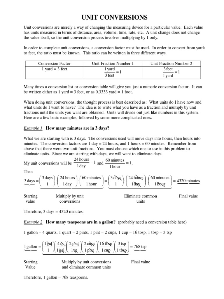 Unit Conversions | PDF | Gallon | Foot (Unit)