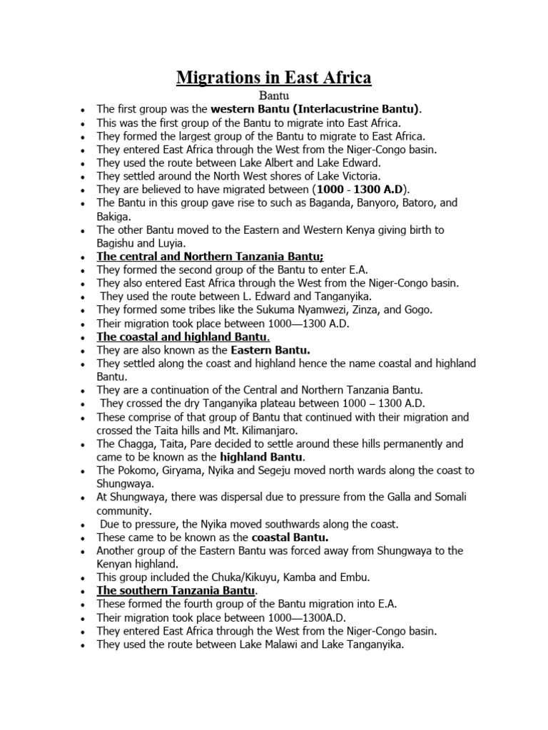 Migration Oft The Bantu | PDF | East Africa | Tanzania