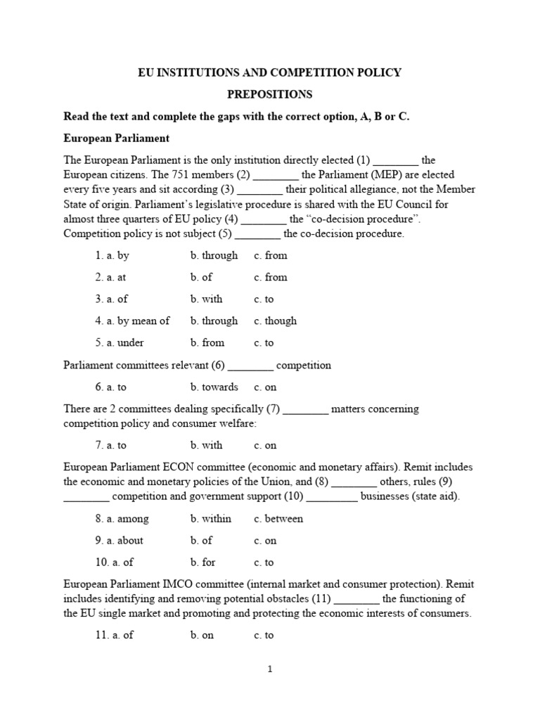 Exercise Unit 2 | PDF | Competition Law | European Union