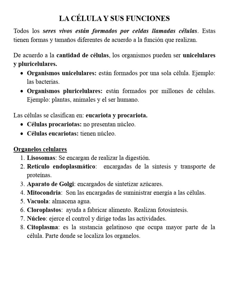 La Celula Resumen | PDF