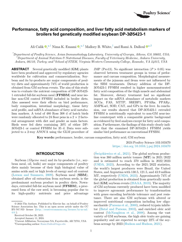 Performance, Fatty Acid Composition, and Liver Fatty Acid Metabolism ...