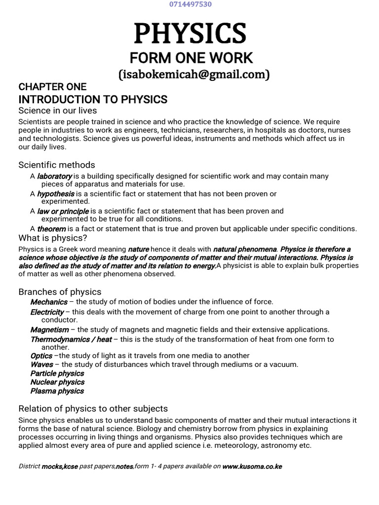 S1 Physics Notes: New Curriculum Overview | PDF | International System ...