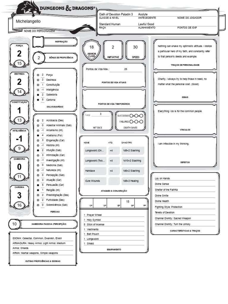 Michelangelo - Paladin lv3 | PDF