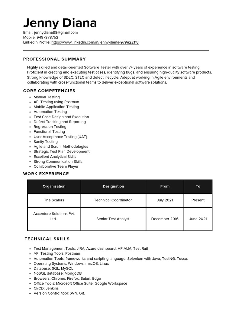 Jenny Updated Resume | PDF | Software Testing | Software Development ...