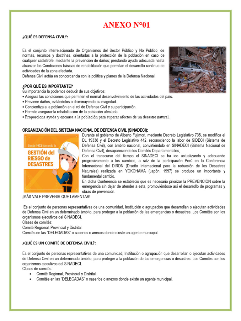 UNIDAD 8 - ANEXOS - SEM 1 - DPCC 4° | PDF | Defensa Civil | Gobierno