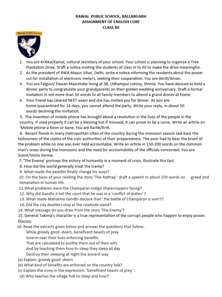 Assignment Class Xii, PA 2 | PDF