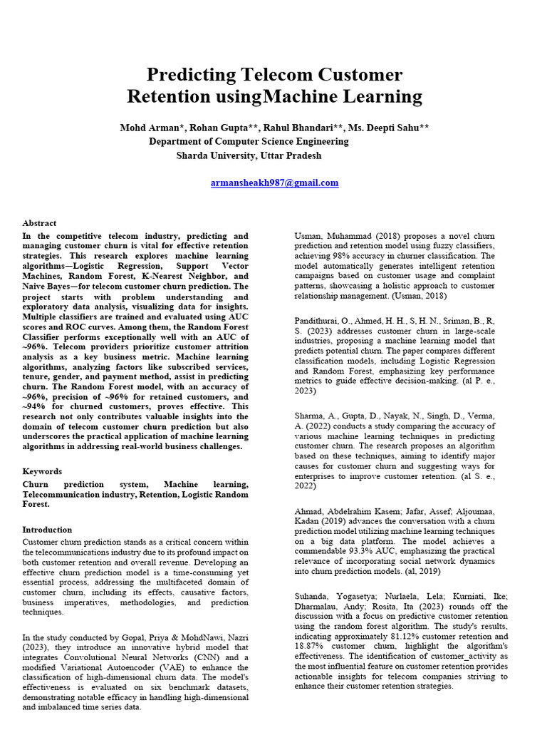 research_churn | PDF | Machine Learning | Receiver Operating Characteristic