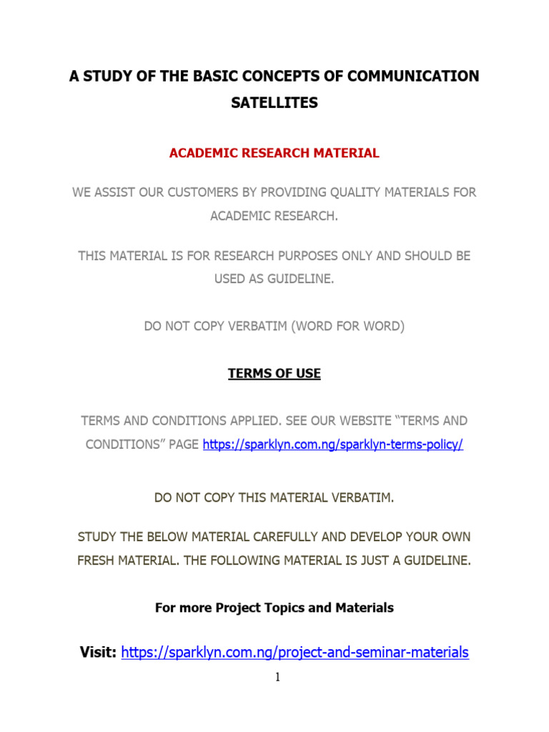 A Study of the Basic Concepts of Communication Satellites | PDF ...