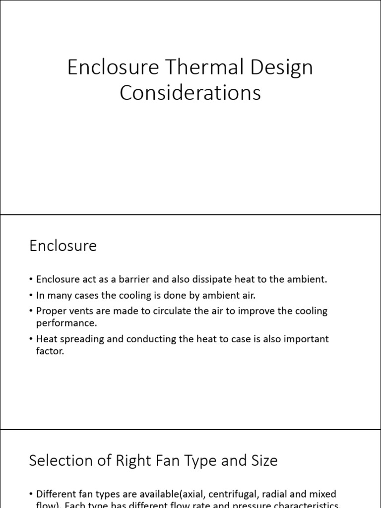 Enclosure Thermal Design Strategies | PDF | Thermal Conduction ...