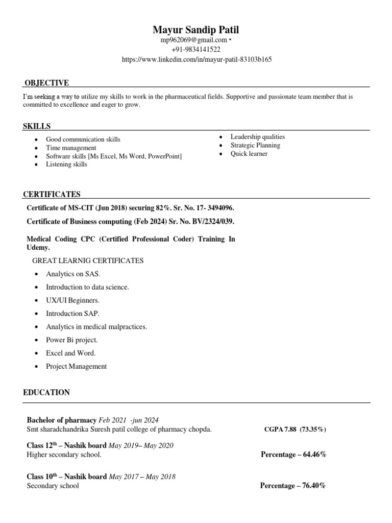 Mayur Patil (Resume) | PDF | Business