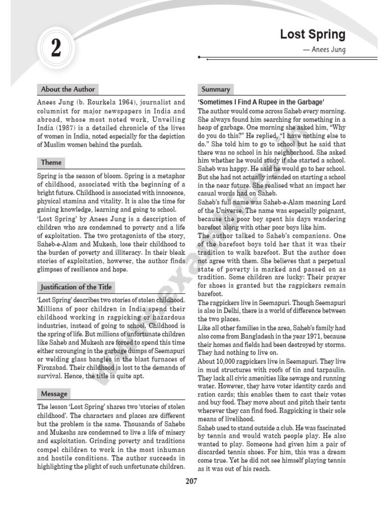 Lost Spring Chapter 2 Class 12 2023 | PDF