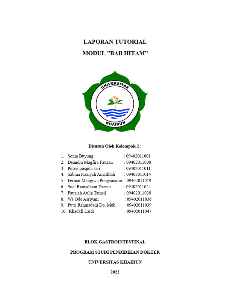 Fix Laporan Bab Hitam. Kel 2 | PDF | Pengembangan Diri | Kesehatan Holistik