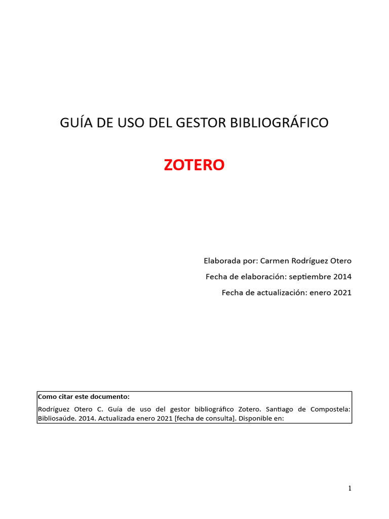 Guia de Uso de Zotero Enero2021 - Es | PDF | Red mundial | Internet y web