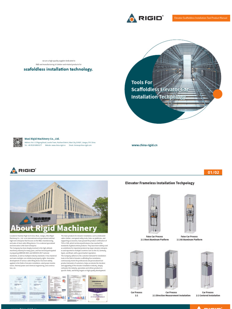 Scaffoldless Elevator Installation Manual | PDF | Elevator | Rail Transport