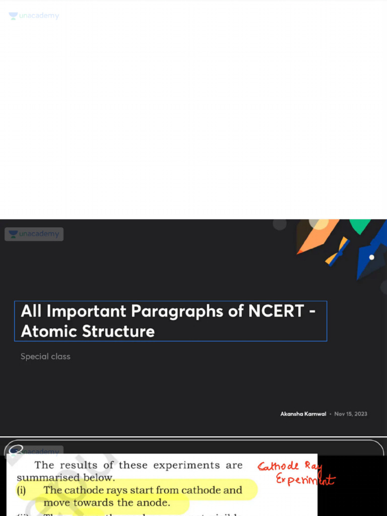 All Important Paragraphs of NCERT Atomic Structure With Anno | PDF
