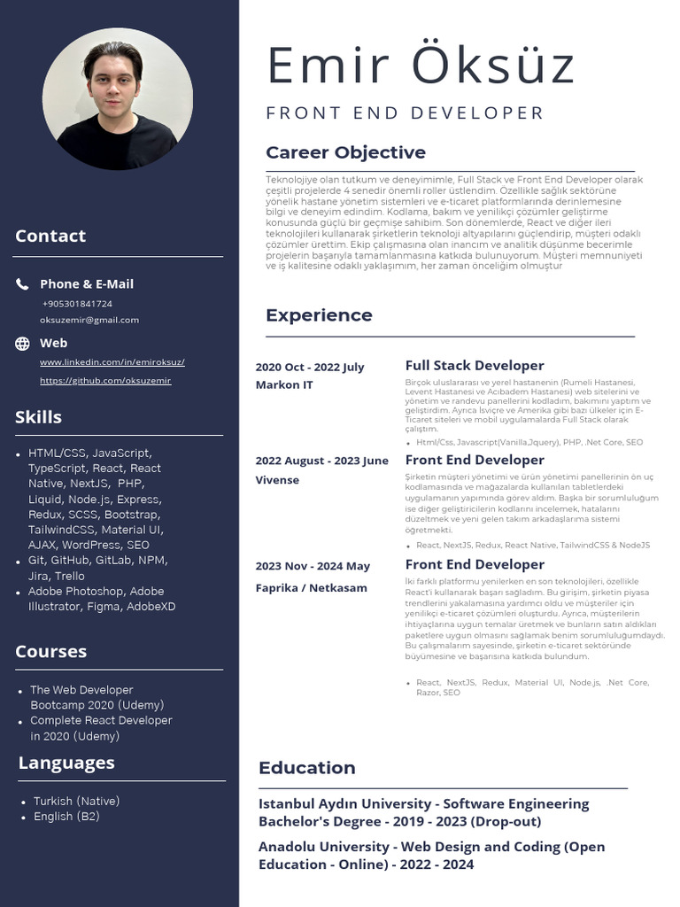 Minimalist CV Resume KopyasıTR | PDF