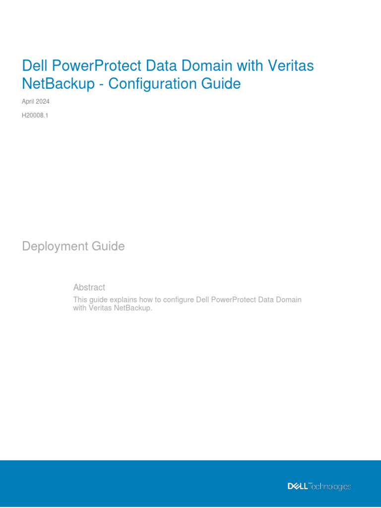 Dell Powerprotect Data Domain Appliances With Veritas Netbackup Configuration Guide | PDF ...