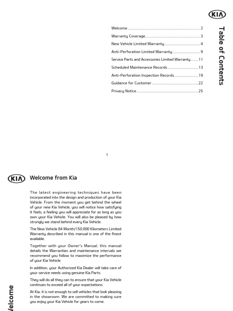 Kia Warranty Booklet | PDF | Plug In Hybrid | Hybrid Electric Vehicle