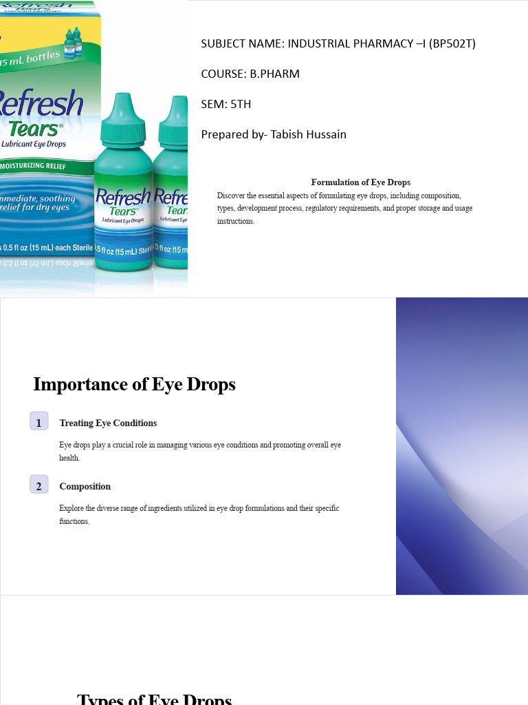 Eye Drop Formulation and Guidelines | PDF | Pharmacy | Safety
