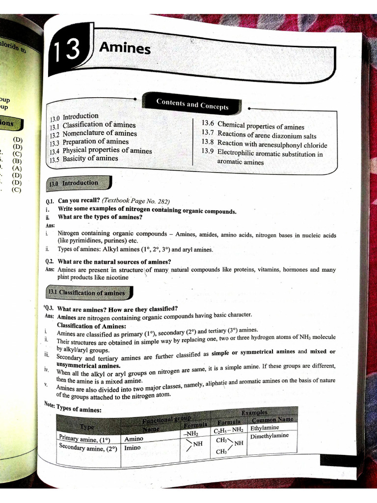 Chem 12th Chap 13 Amines Target Que & Ans | PDF
