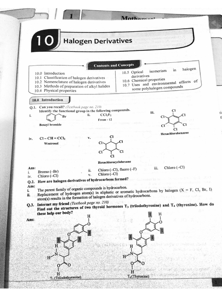 Class 12th Chap 10 Halogens Derivatives Target Que and Ans | PDF