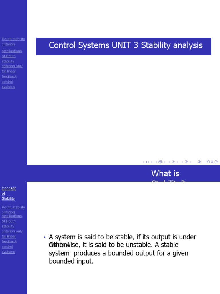 Routh Stability in Control Systems | PDF | Control Theory | Stability ...