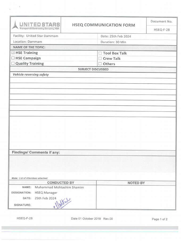 Reversing Safety Training | PDF