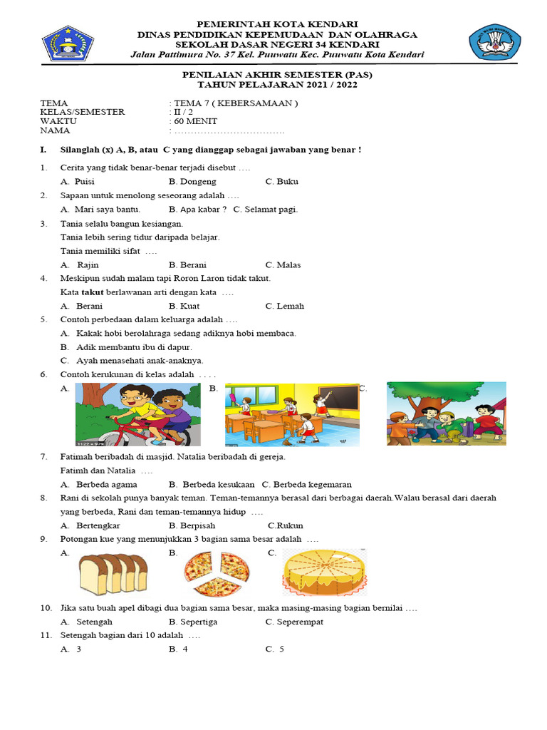 Soal Pas Tema 7 | PDF