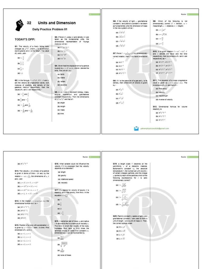 All DPP'S PHYS | PDF | Acceleration | Velocity
