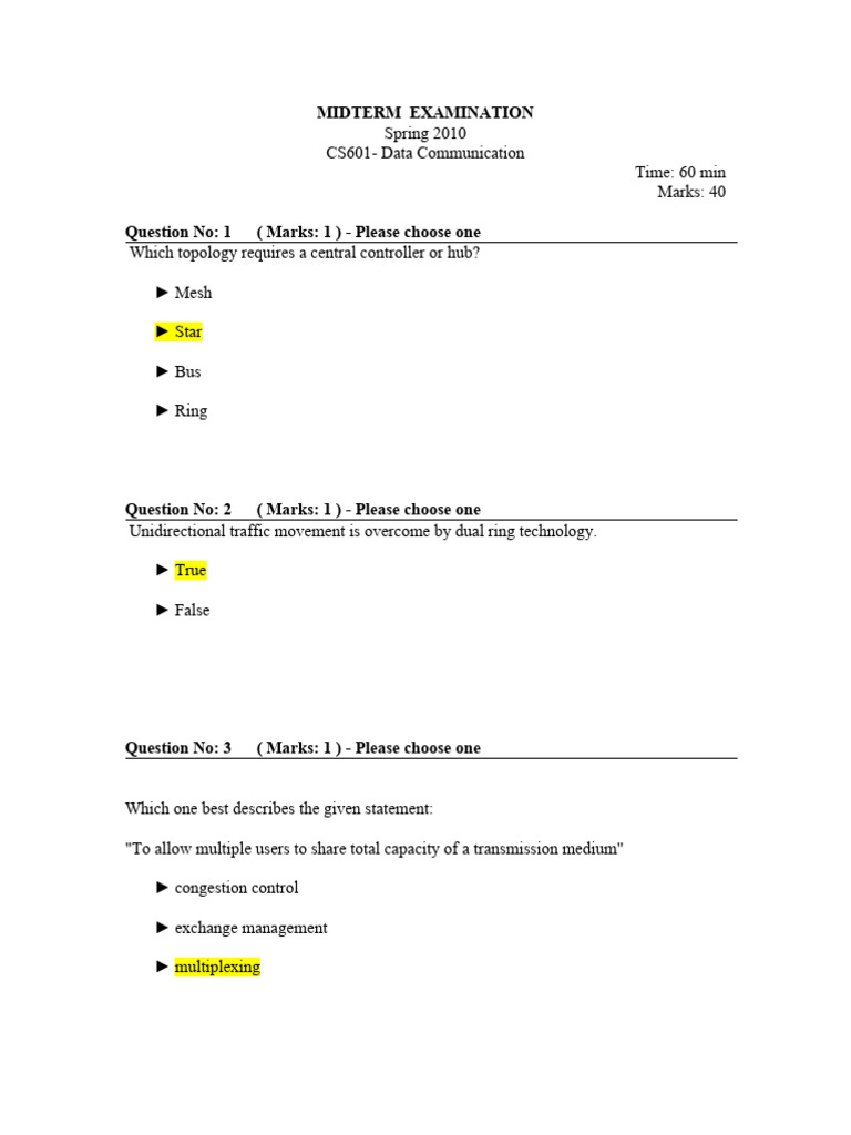 cs601 Midterm Solved Subjective 1 | PDF | Modulation | Digital Technology