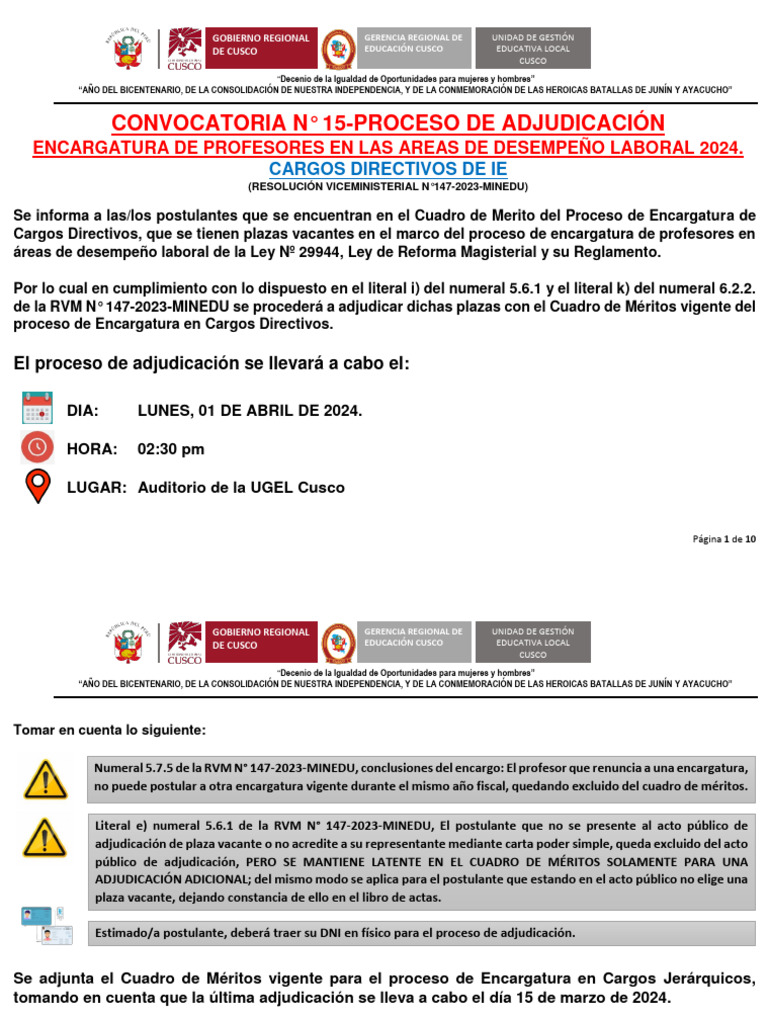 Conv. 15 Cronograma | PDF