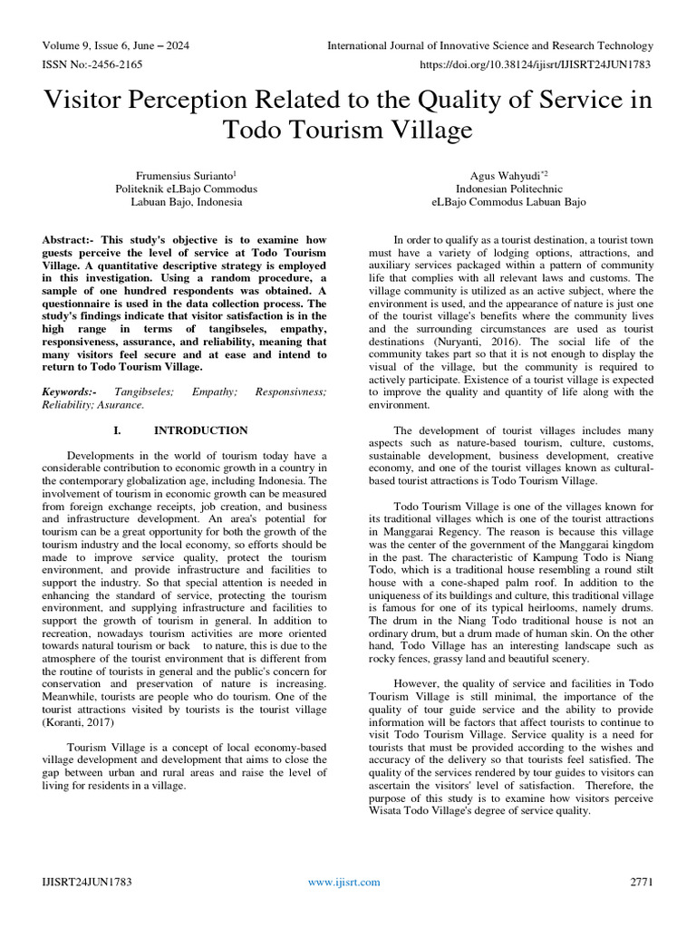 Visitor Views on Todo Village Services | PDF | Tourism | Infrastructure