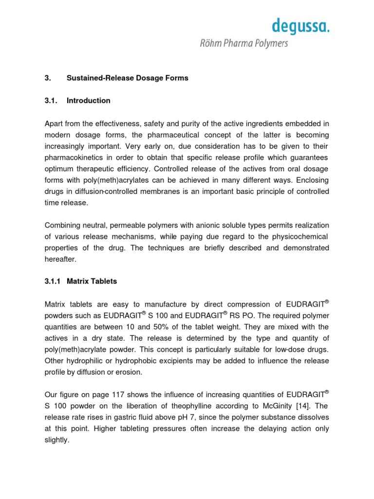 Sustained Release Dosage Forms | Download Free PDF | Tablet (Pharmacy ...