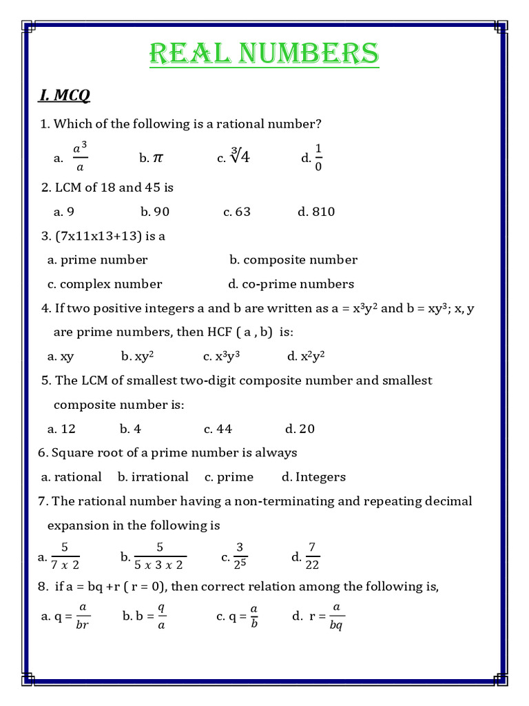 REAL NUMBERS | PDF | Numbers | Prime Number