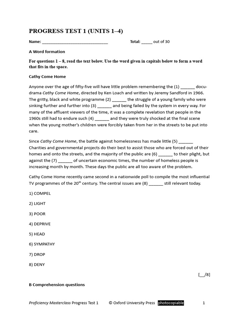 CPE Progress Test 1 | PDF