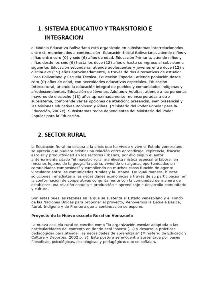 Sistema Educativo y Transitorio e Integracion | PDF | Educación ...