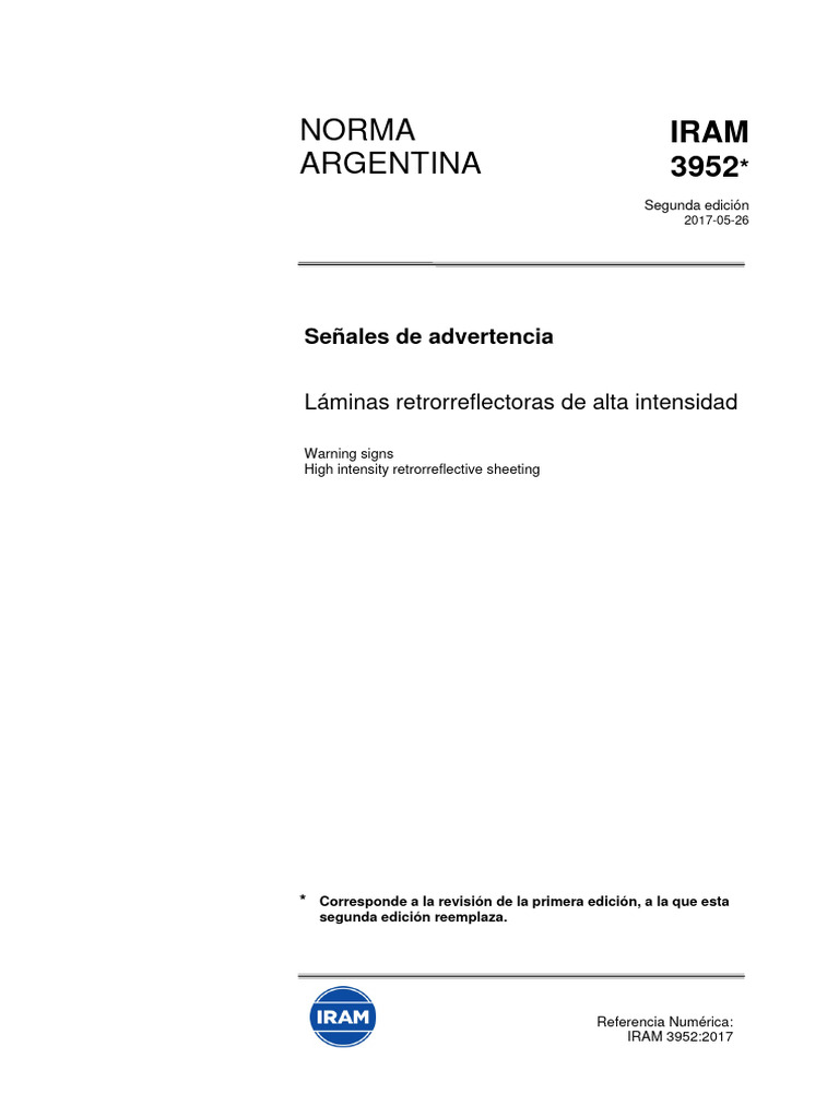 Normativa IRAM 3952: Señales Viales | PDF | Color | Aluminio