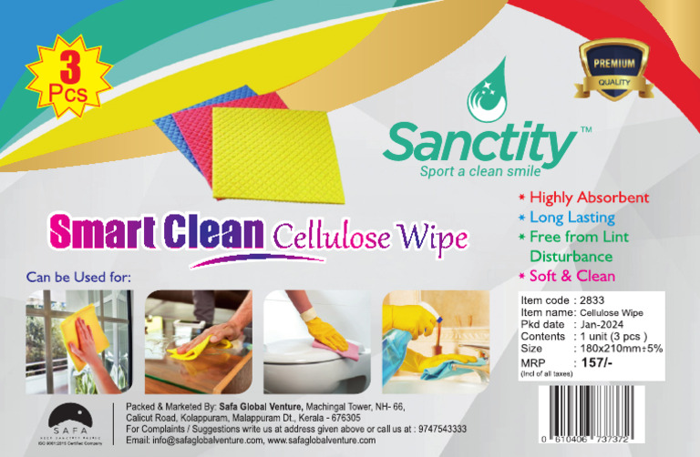 Cellulose Wipe Smart Clean 3pcs - 2833 Final | PDF