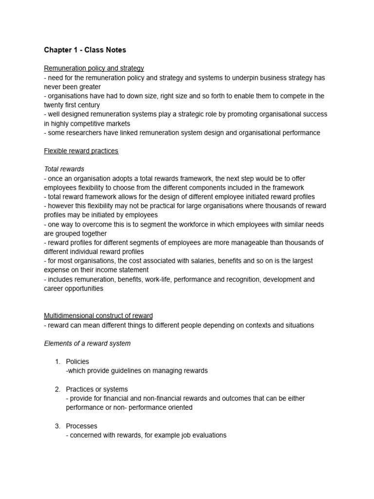 Chapter 1 Class Notes Cb Pdf Incentive Committee