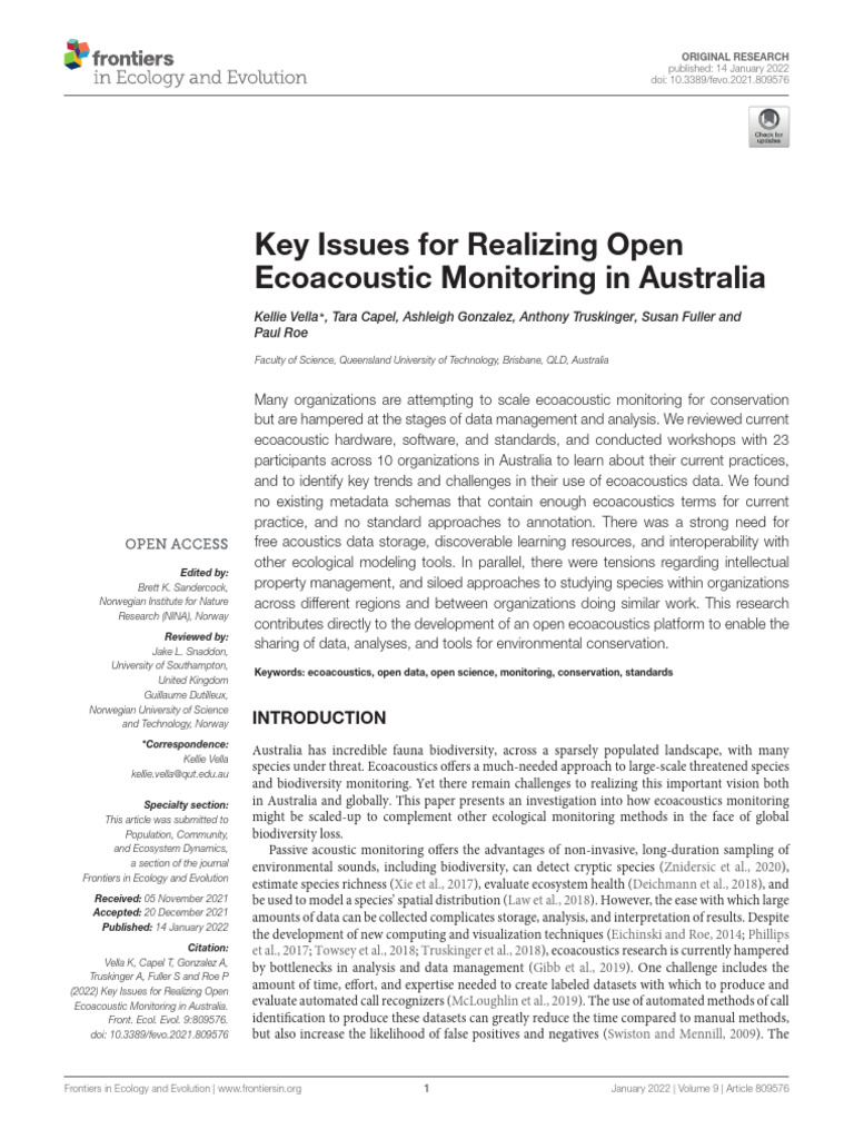 Key Issues For Realizing Open Ecoacoustic Monitoring in Australia | PDF | Metadata | Annotation