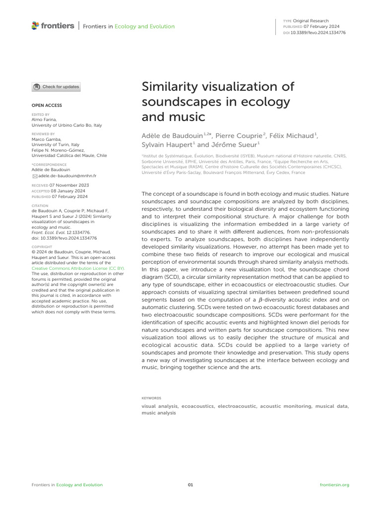 Similarity Visualization of Soundscapes in Ecology and Music | PDF ...