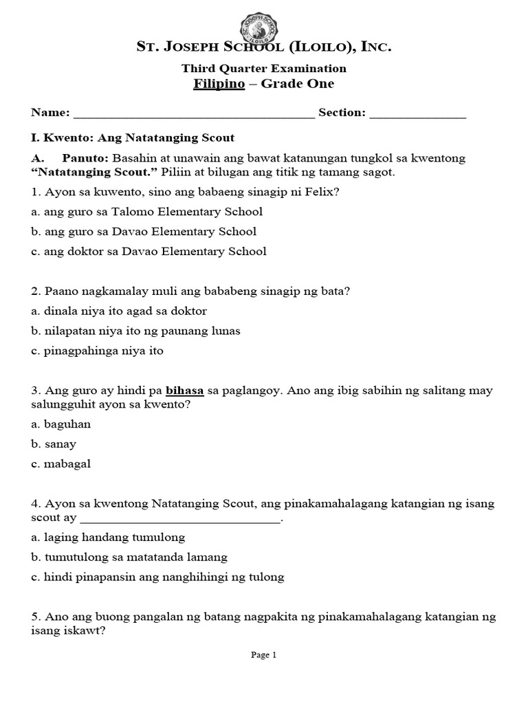 Filipino 1 - Ikatlong Markahan | PDF