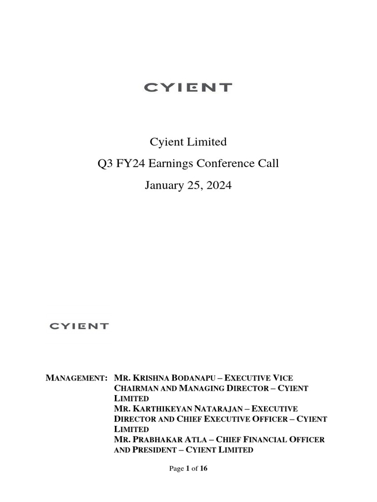Q3FY24 Transcript | PDF | Settlement (Litigation) | Lawsuit